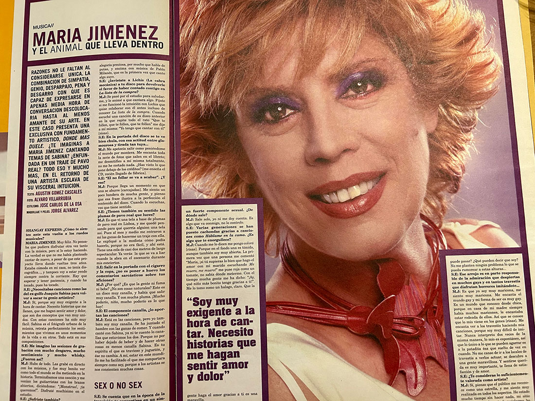 Maria Jiménez para Shangay: "Mi animal interior morirá conmigo" - Shangay